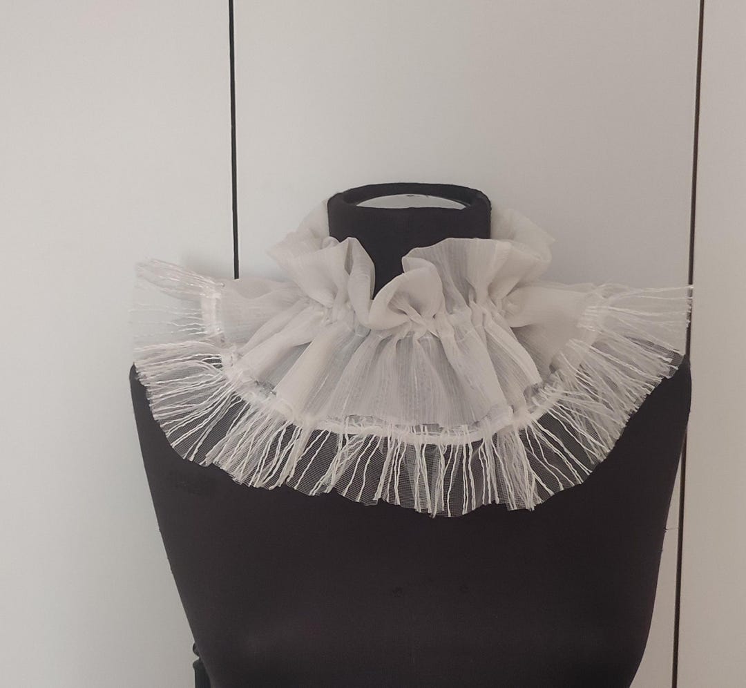 Off White Clown Collar, Reused Recycle Upcycling Fabric Clown Ruffle ...