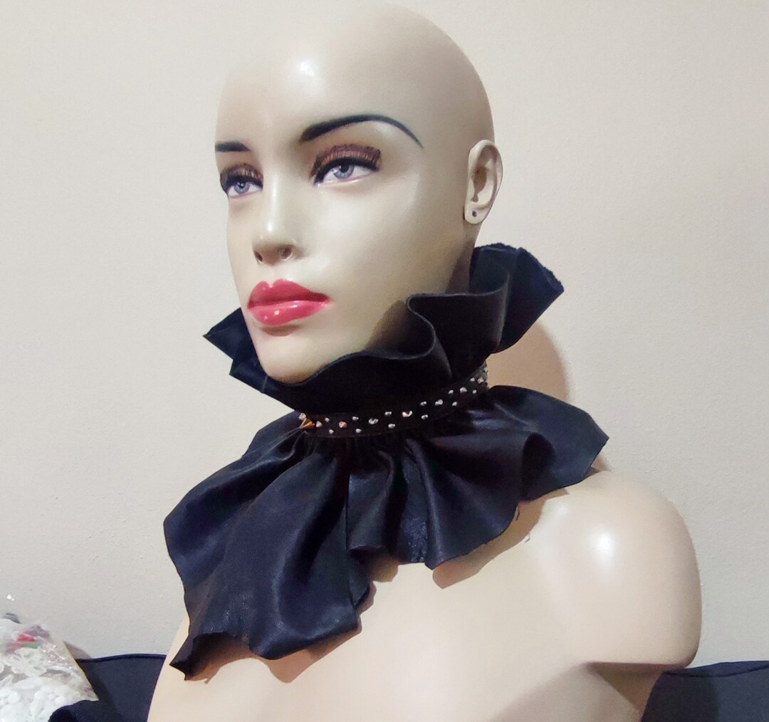 Medieval Warrior Costume Leather Neck Collar, Primitive Torn Rag ...