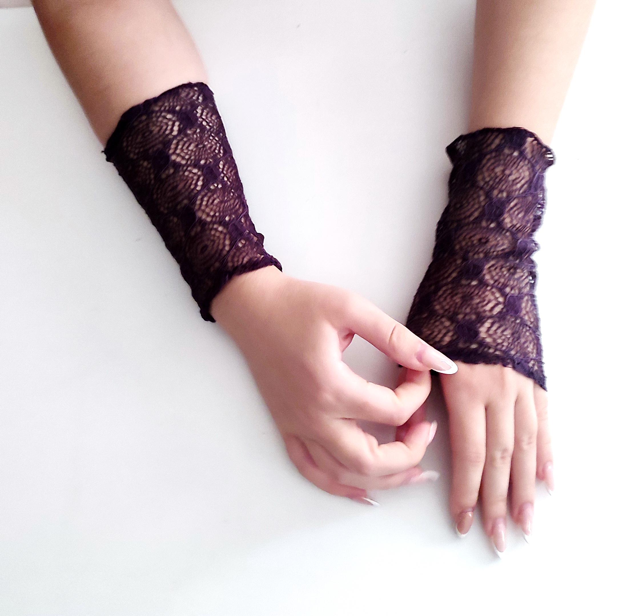 Purple Long Fingerless Gloves Womens Evening Opera Length Elbow Formal ...