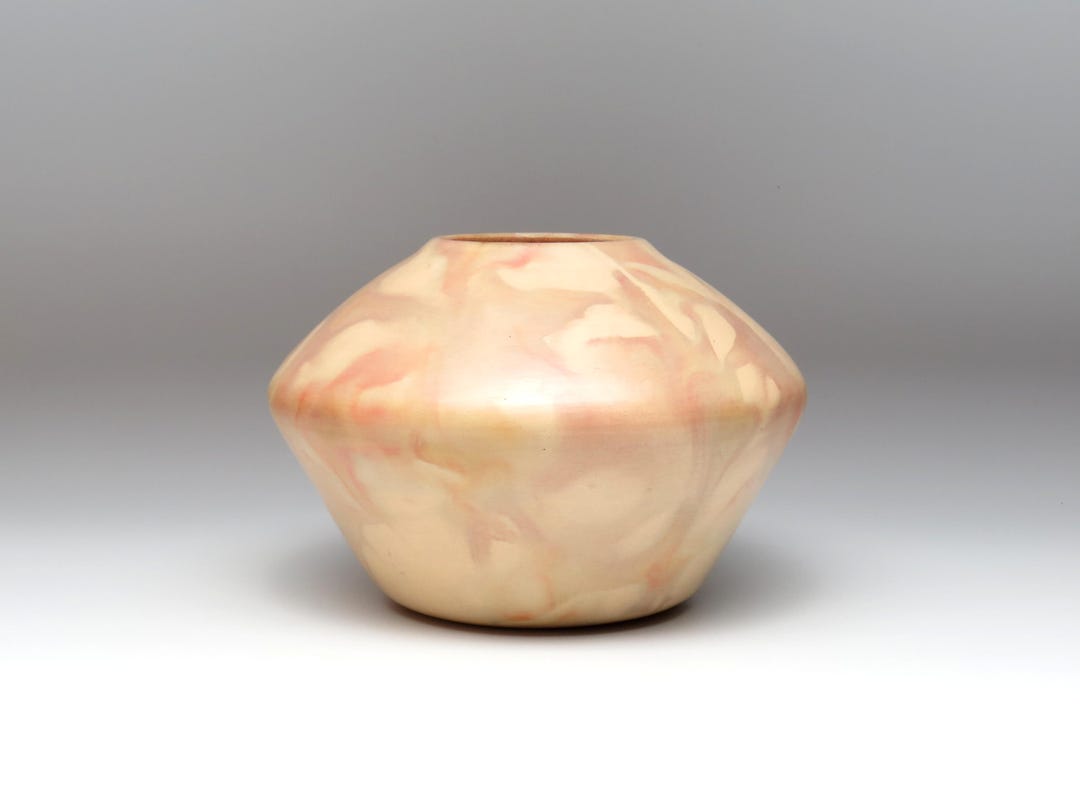 Small Angular Ceramic Vase: Wheel Thrown Earthenware Pottery With Ivory ...