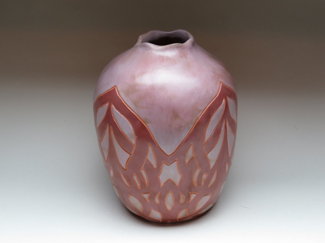 Ceramic Vase Hand Built Mauve Vessel Earthenware Pottery - Etsy