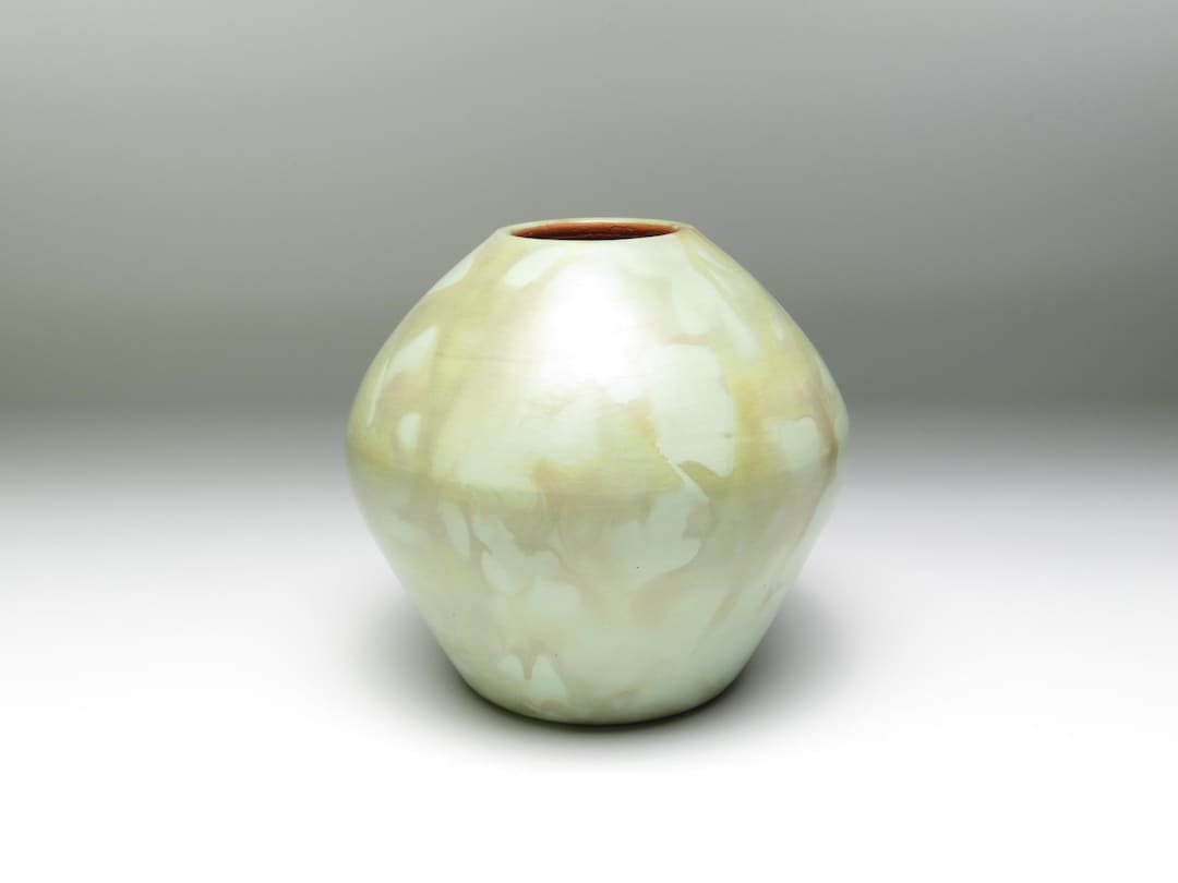 Small Angular Ceramic Vase: Wheel Thrown Earthenware Pottery With Sage ...