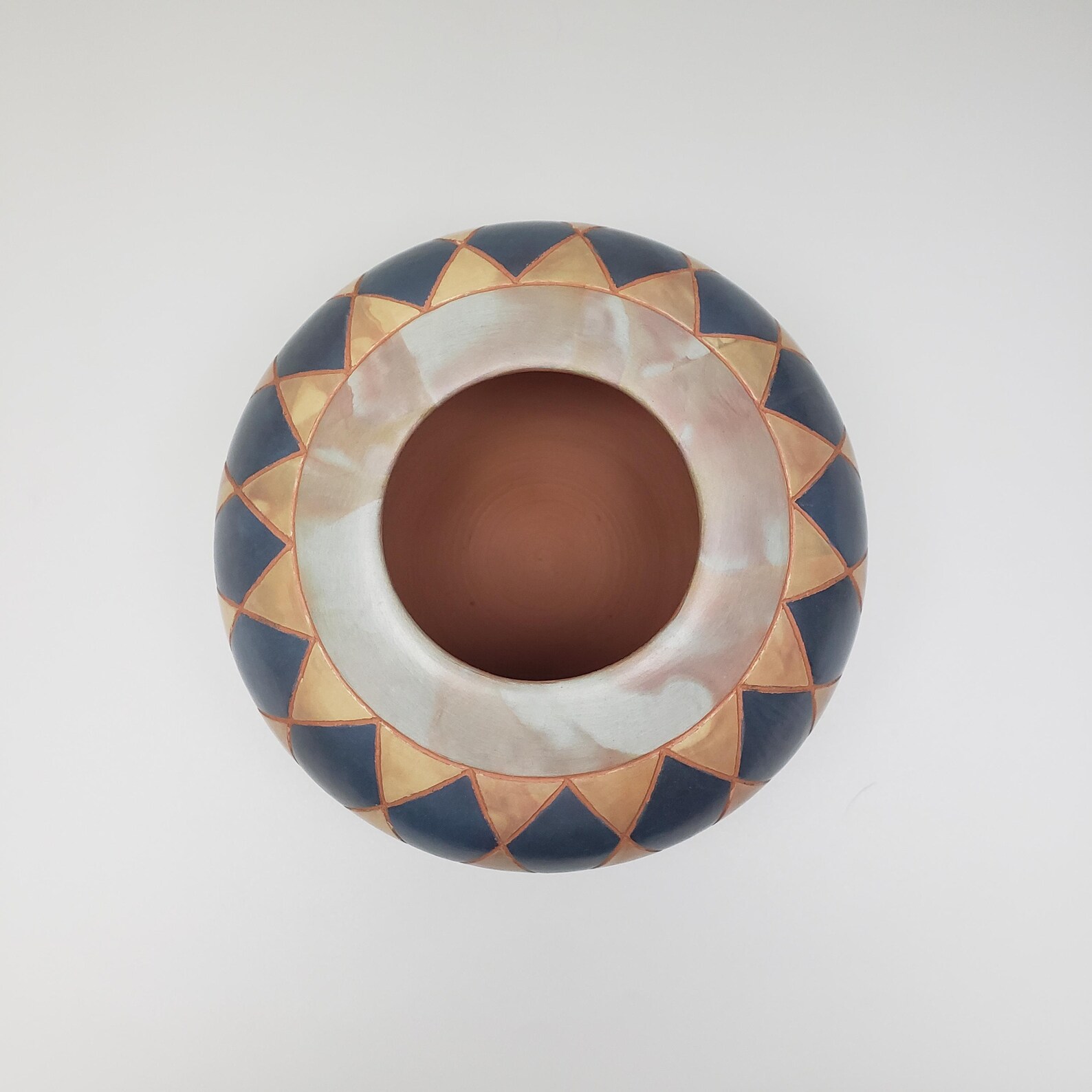 Diamond Checker Ceramic Vase: Wheel-thrown Earthenware, Blue-red Fire ...