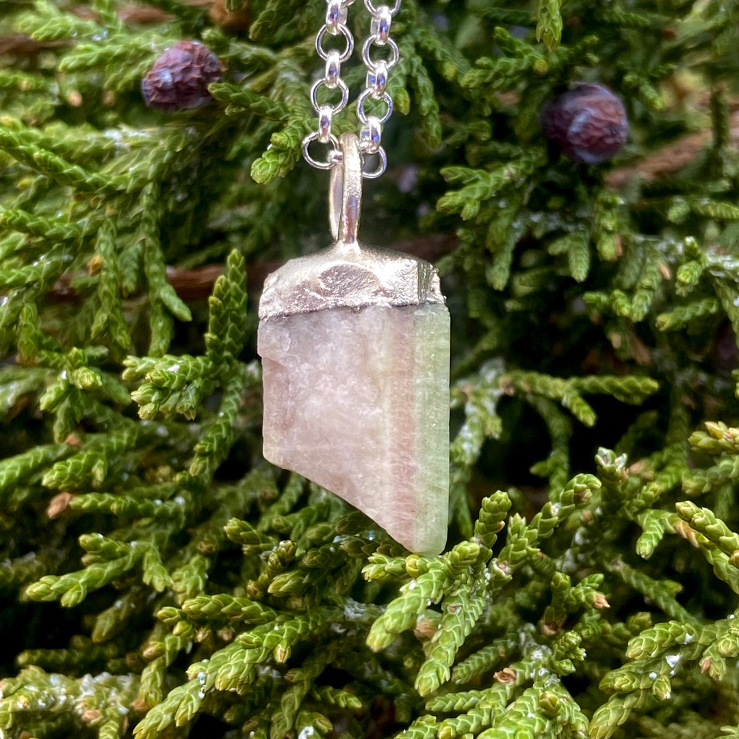 Tourmaline Pendant: Colorado Watermelon Tourmaline, Crystal Necklace ...