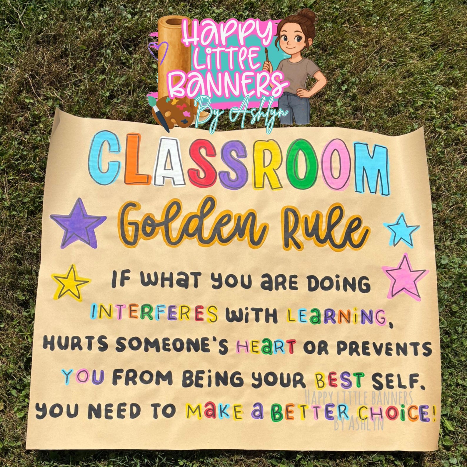 Hand Painted Classroom Golden Rule Banner: School Decor - Etsy