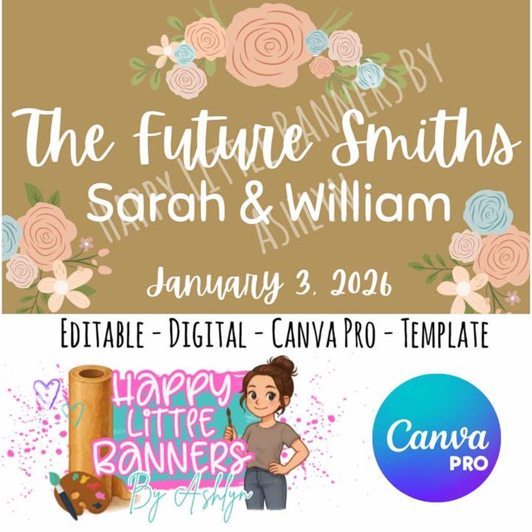 Editable Floral Wedding Banner Template: DIY Painted Sign (PDF Download ...