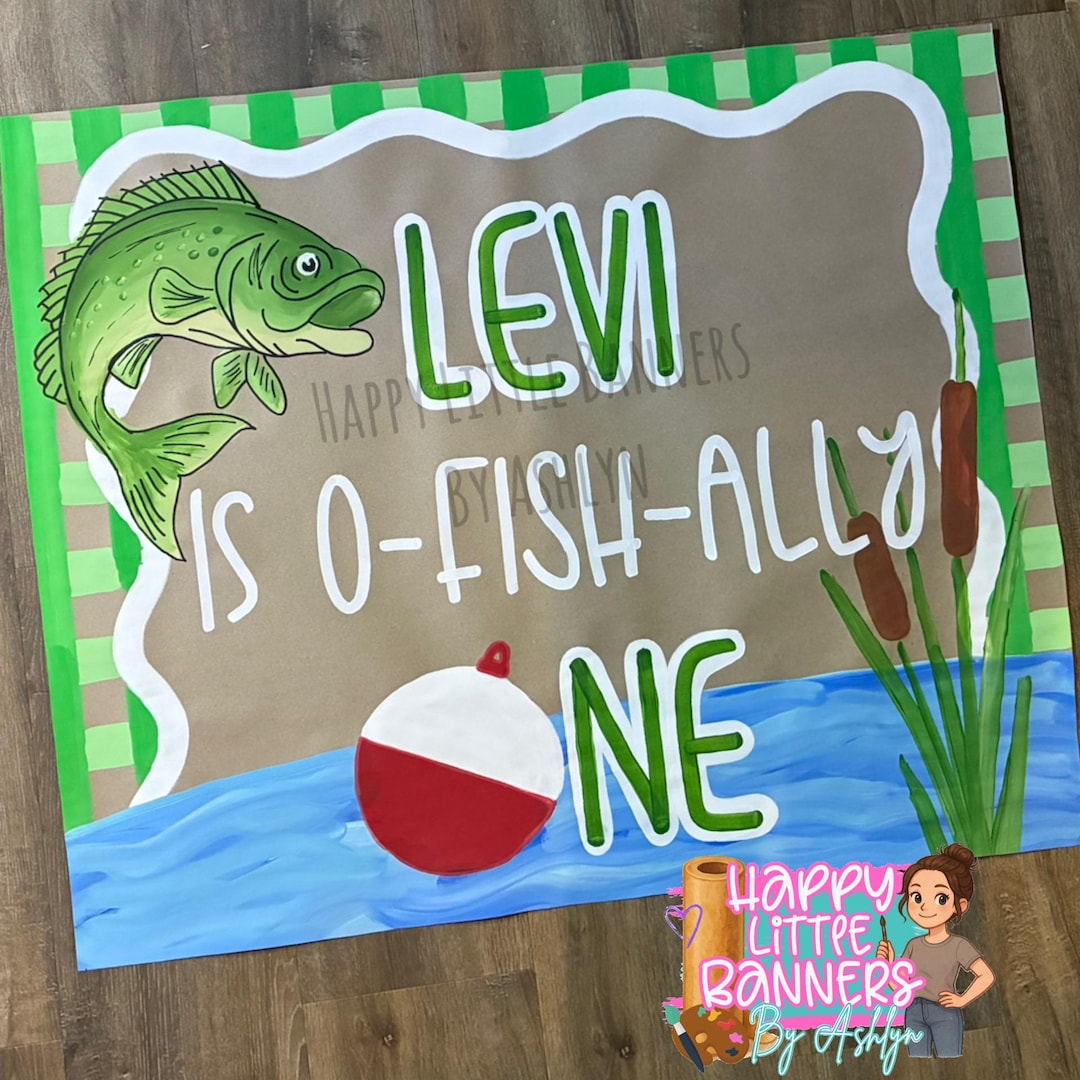 Hand Painted Birthday Banner || O-fish-ally One || Fishing Decor ...