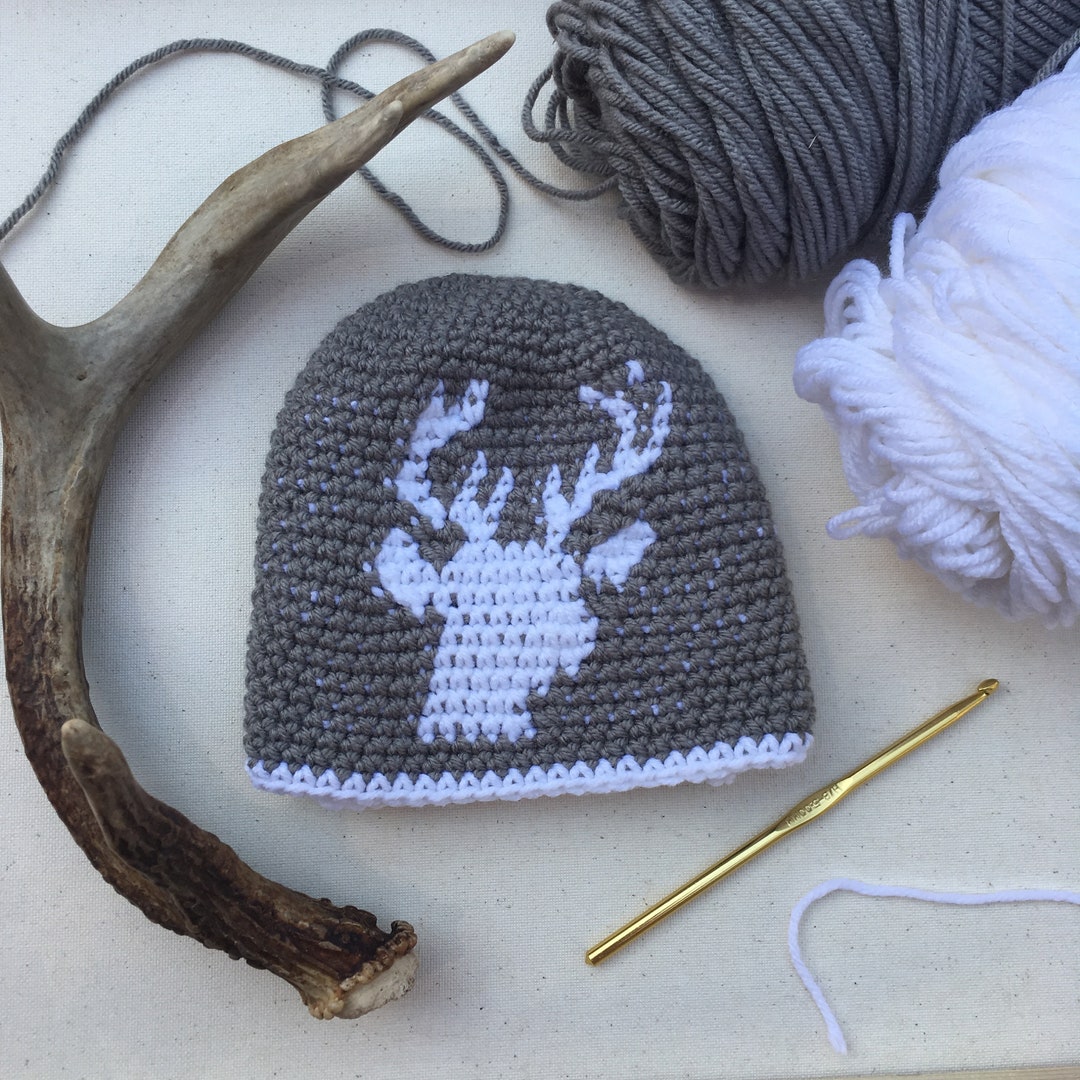 Crochet Buck Deer Woodland Hunter County Beanie Hat for Baby Toddler ...