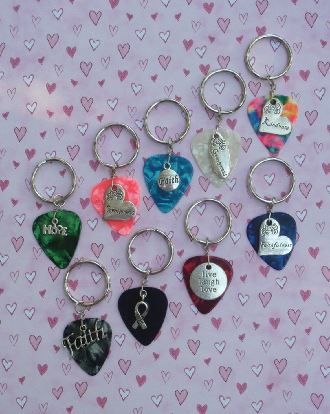Faith Hope Key Chain 16 Colors Choice Guitar Pick - Etsy