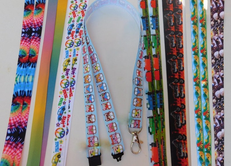 16mm 5/8" Wheels - Mask Lanyard or ID Lanyard, Lightweight Single Sided Print Grosgrain Ribbon ...
