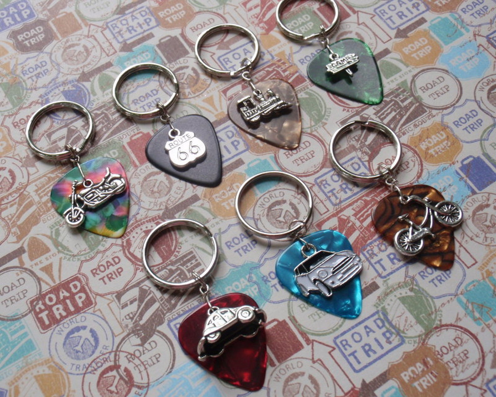 Road Trip Key Chain Choice Travel Key Ring in 16 Colors | Etsy