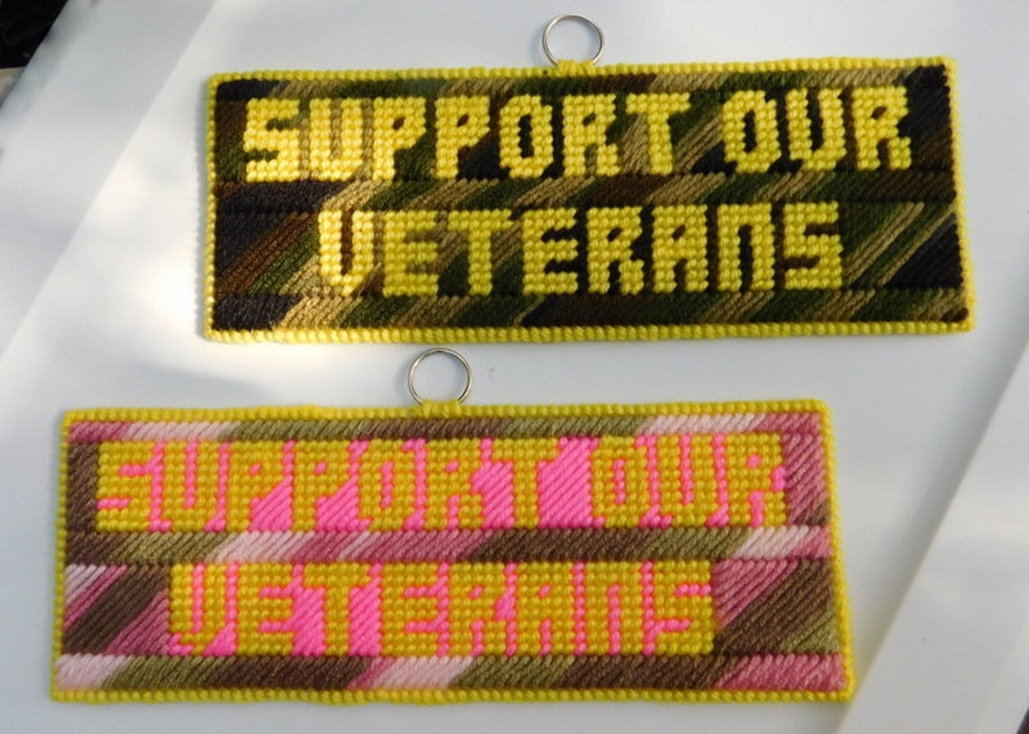 Support Our Veterans Needlepoint Door Wall Sign Choice Green - Etsy