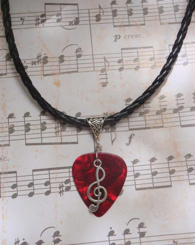 Treble Clef Necklace Music Note Chain Musical Guitar Pick - Etsy