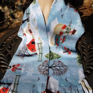 Fleece Scarf Snowflake, Cats, Dogs, Owls, Winter Snowmen Scene Choice ...