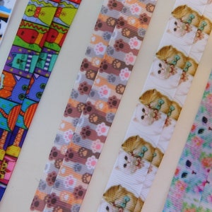 5/8" Ribbon - Cats - Hi Five Paws, Comical Cat, Whimsical Kitten, Tabby ...