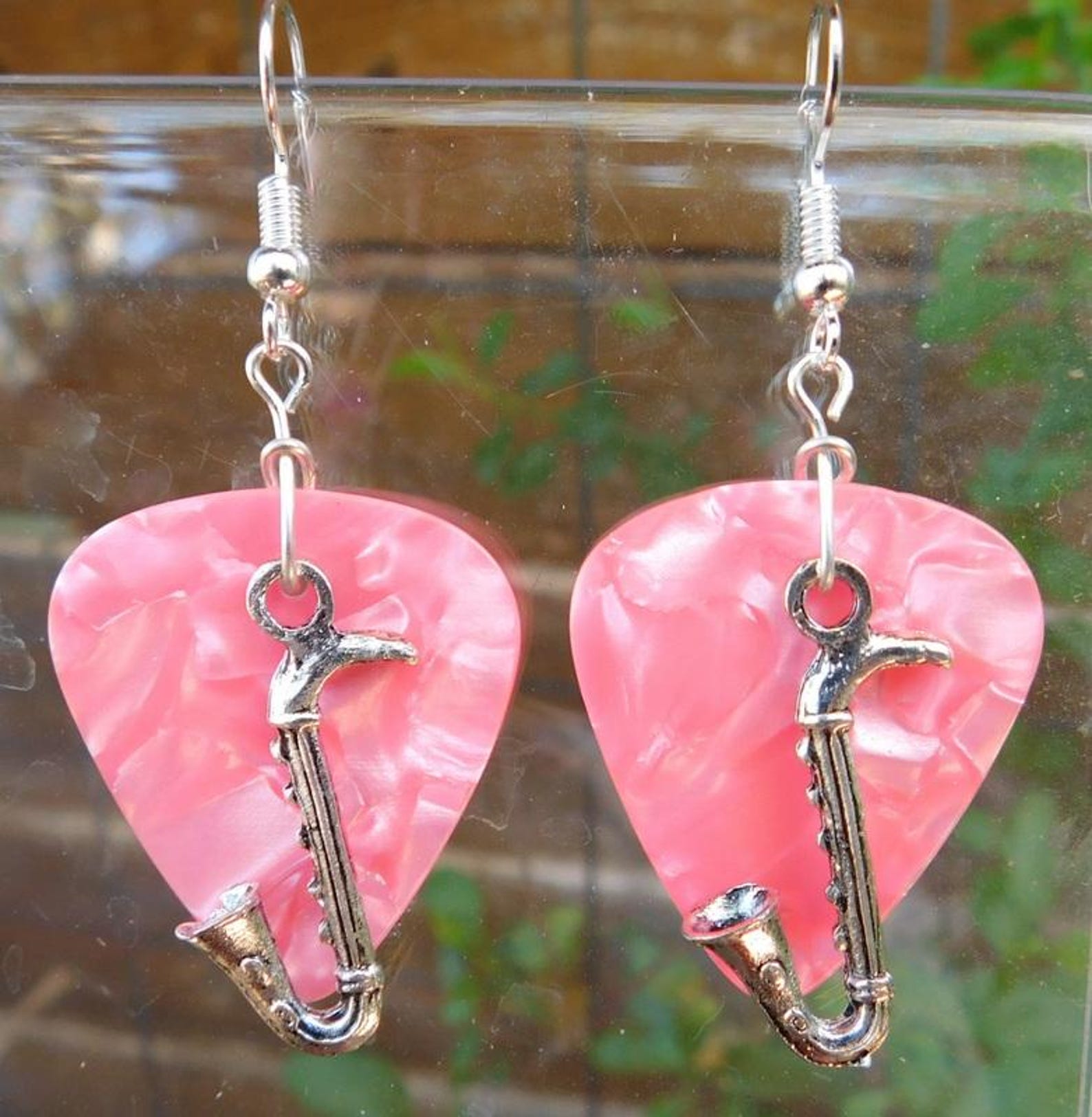 Saxophone Earrings, Musical Guitar Pick Jewelry, Choice 12 Colors ...