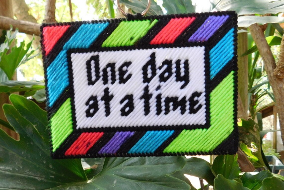 One Day at a Time Sign - 5.25" X 7.25" - Choice Colors, Neon Rainbow ...