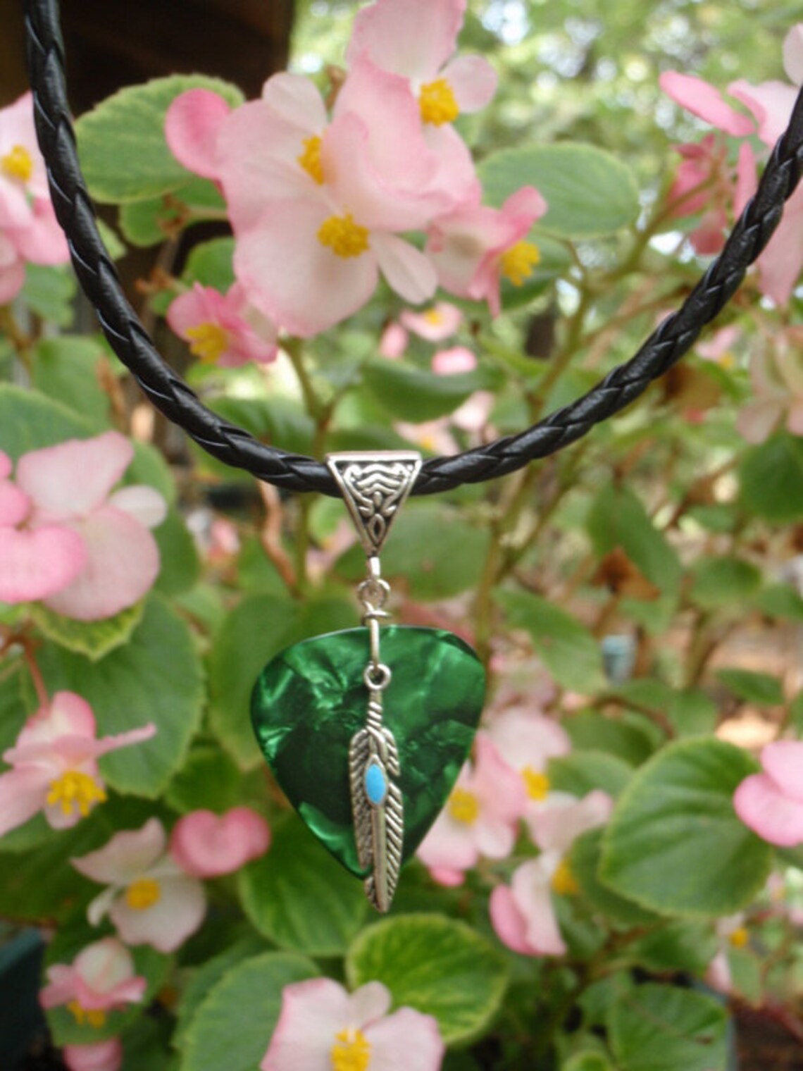 Feather Necklace Guitar Pick Southwest Jewelry Triangle Bail - Etsy