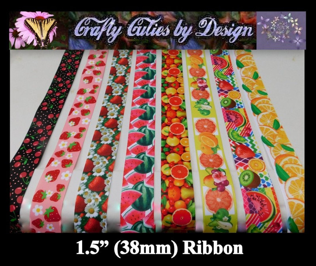 1.5" Fruit Ribbon - Strawberries, Cherries, Citrus, Oranges, Watermelon ...