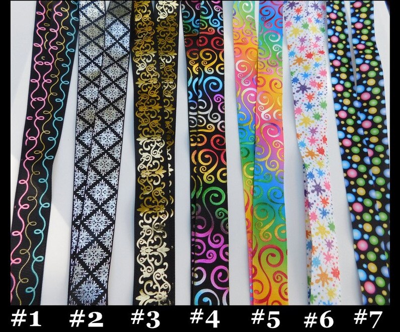 3 Yards - Fancy Foil - Grosgrain Ribbon - Your Choice Style - Single ...