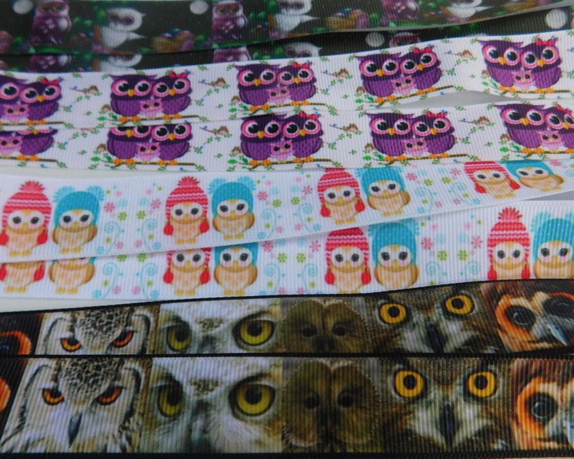 3 Yards owls 2 Grosgrain Ribbon Your Choice Style - Etsy