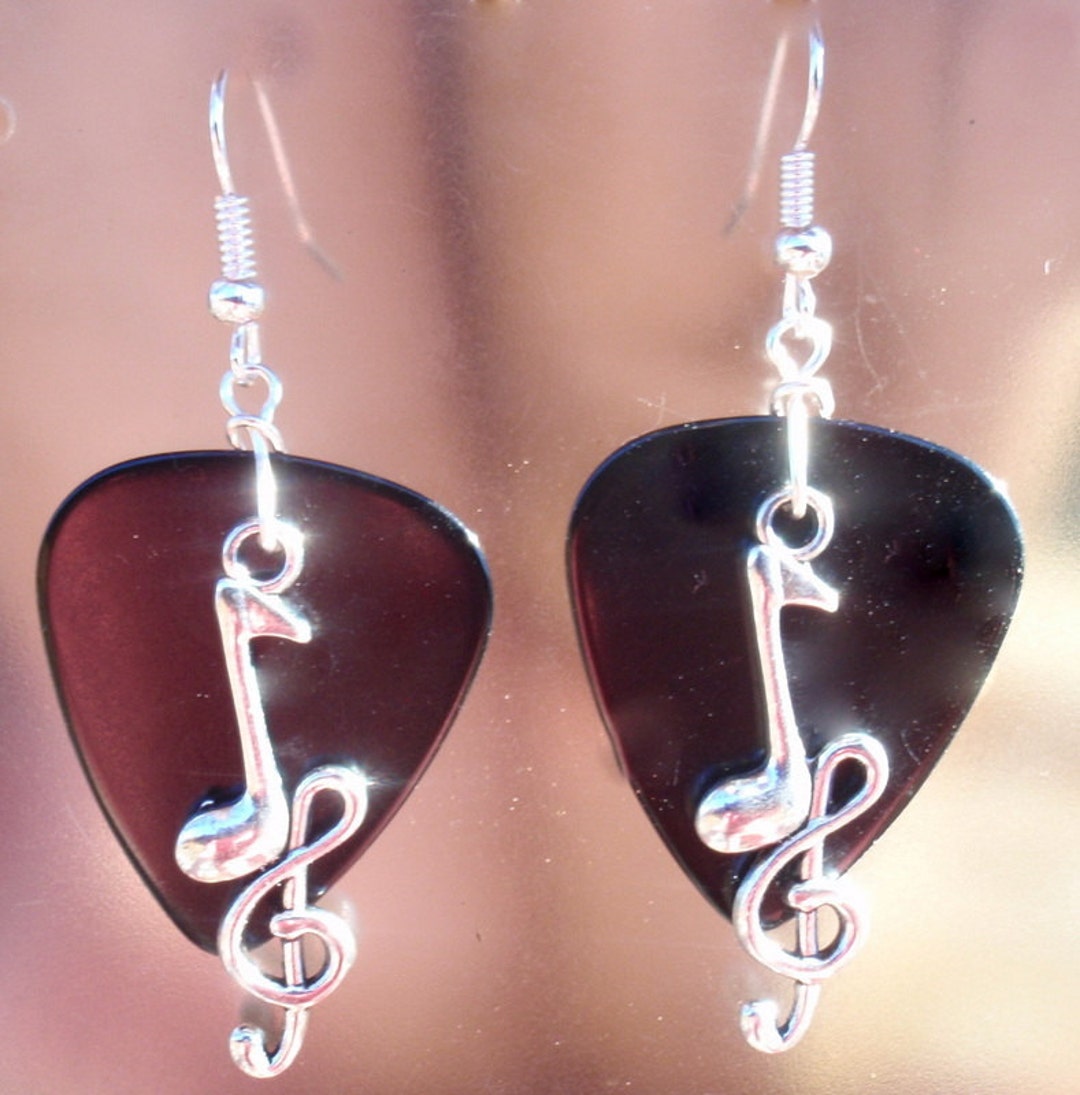 Eighth Music Note Treble Clef Earrings, Musical Guitar Pick Jewelry ...