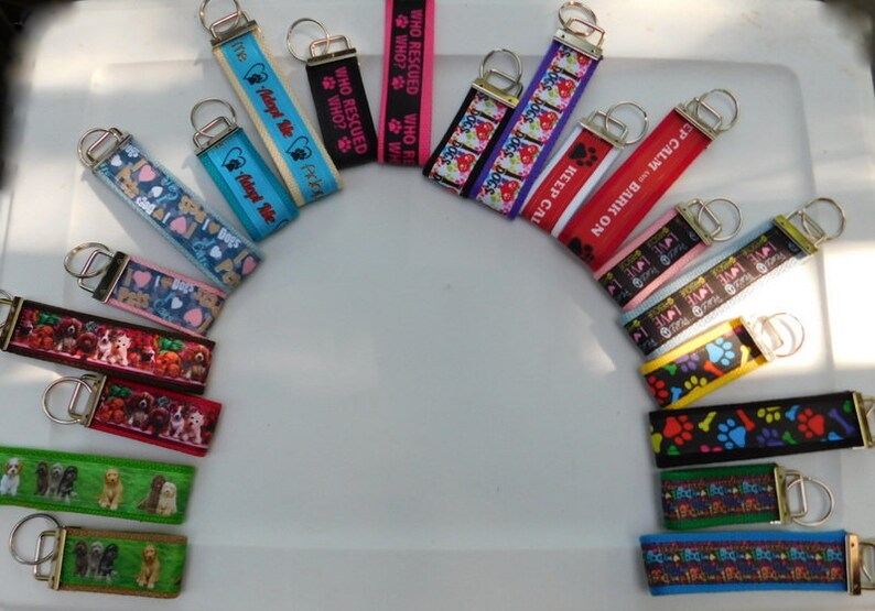 Dog Rescue Key Fob Wristlet, Key Chain - Cotton Webbing, Ribbon - Etsy
