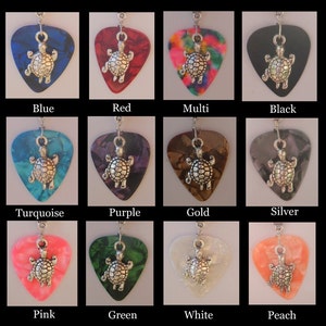Turtle Guitar Pick Necklace, Wildlife Guitar Pick Jewelry, Tibetan ...