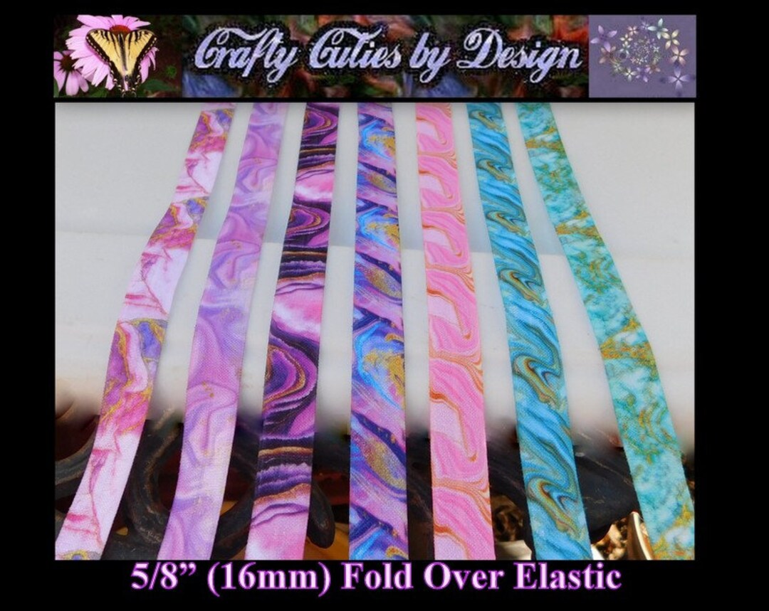 FOE Ribbon - Marble - 5/8" 16mm - Printed Fold Over Elastic by Yard for ...