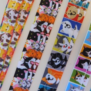 5/8" Ribbon - Cats - Hi Five Paws, Comical Cat, Whimsical Kitten, Tabby ...