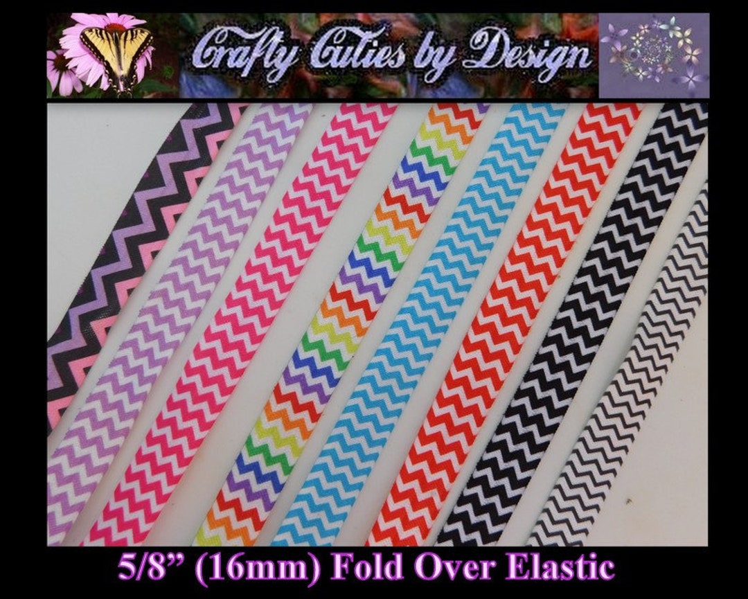 FOE Ribbon - Chevron - 5/8" 16mm - Printed Fold Over Elastic by Yard ...