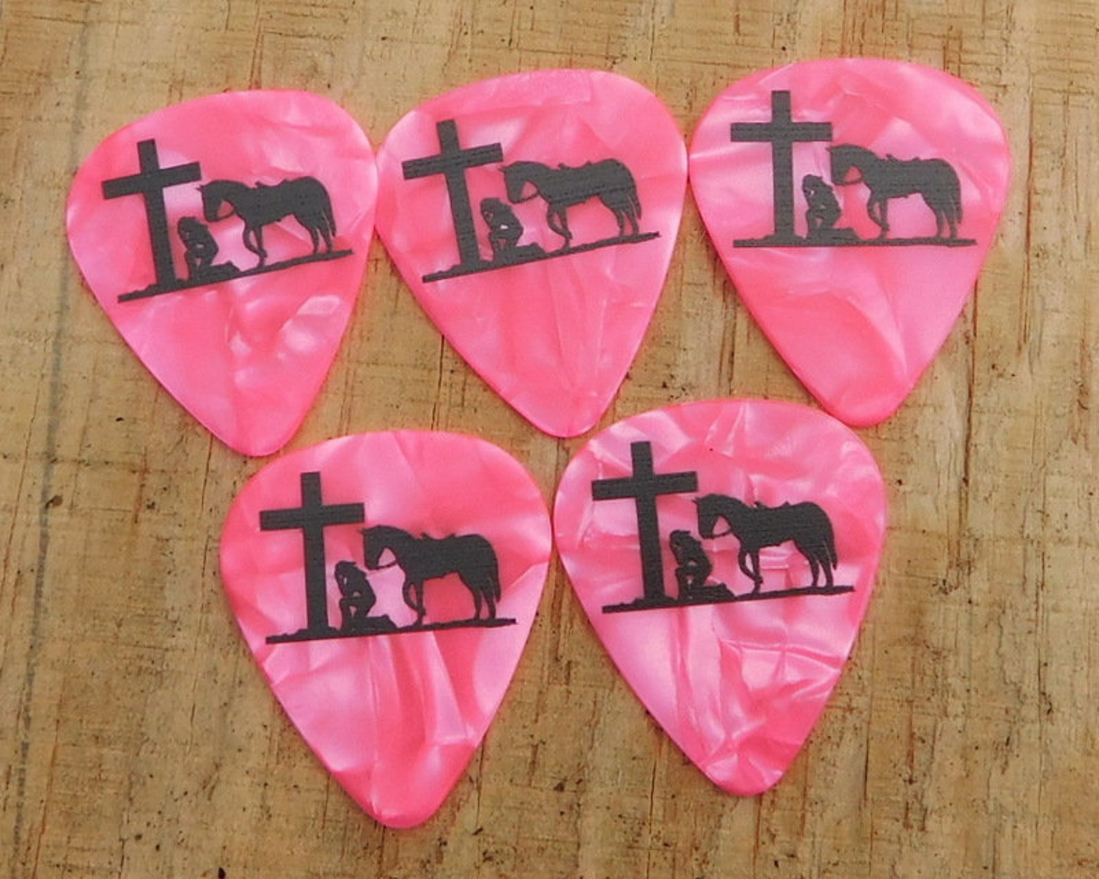 Praying Cowgirl Guitar Picks - 5 or 10, Assorted Colors - Single Sided ...