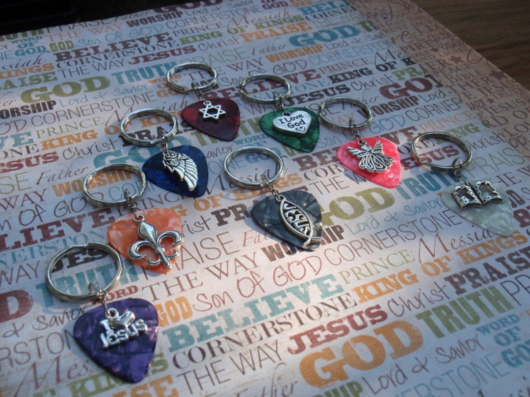 Religious Key Chain, 16 Colors Pick, Jesus Icthus, I Love Jesus, Fleur ...