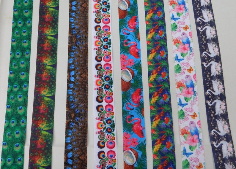 1.5" Exotic Birds Ribbon - Parrot, Peacock, Flamingo, Swan - 38mm ...