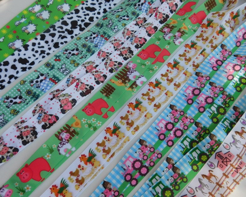 3 Yards - Farm Animals - Grosgrain Ribbon - Your Choice Style - Single ...