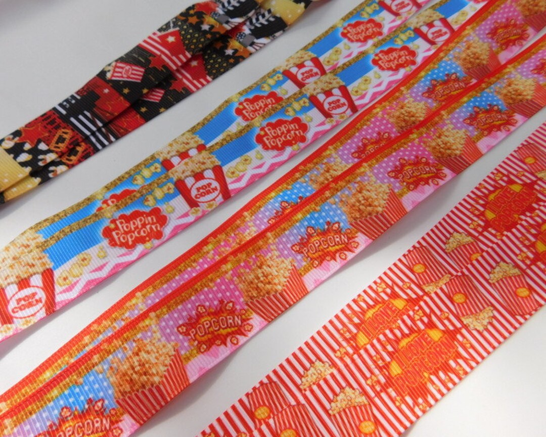 3 Yards - Popcorn & Movies - Grosgrain Ribbon - Your Choice Style ...