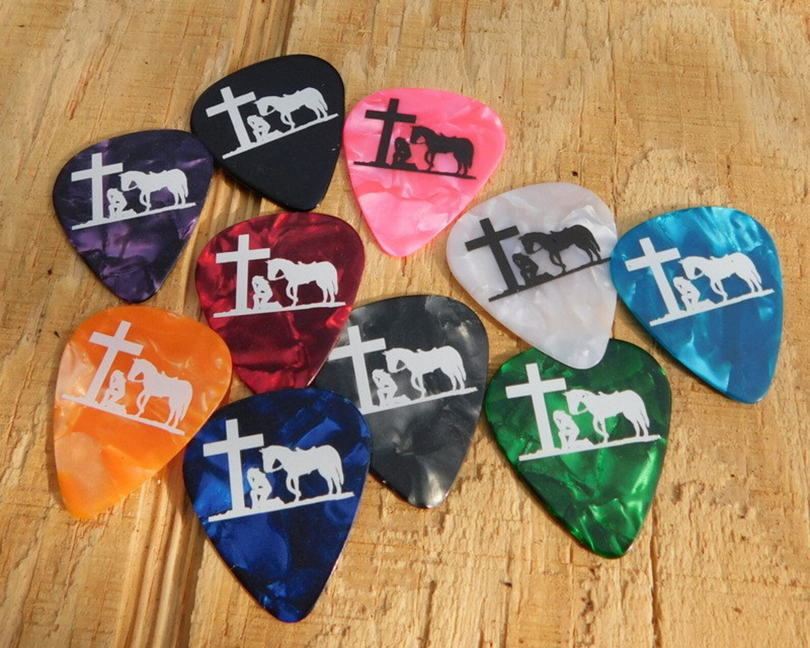 Praying Cowgirl Guitar Picks - 5 or 10, Assorted Colors - Single Sided ...