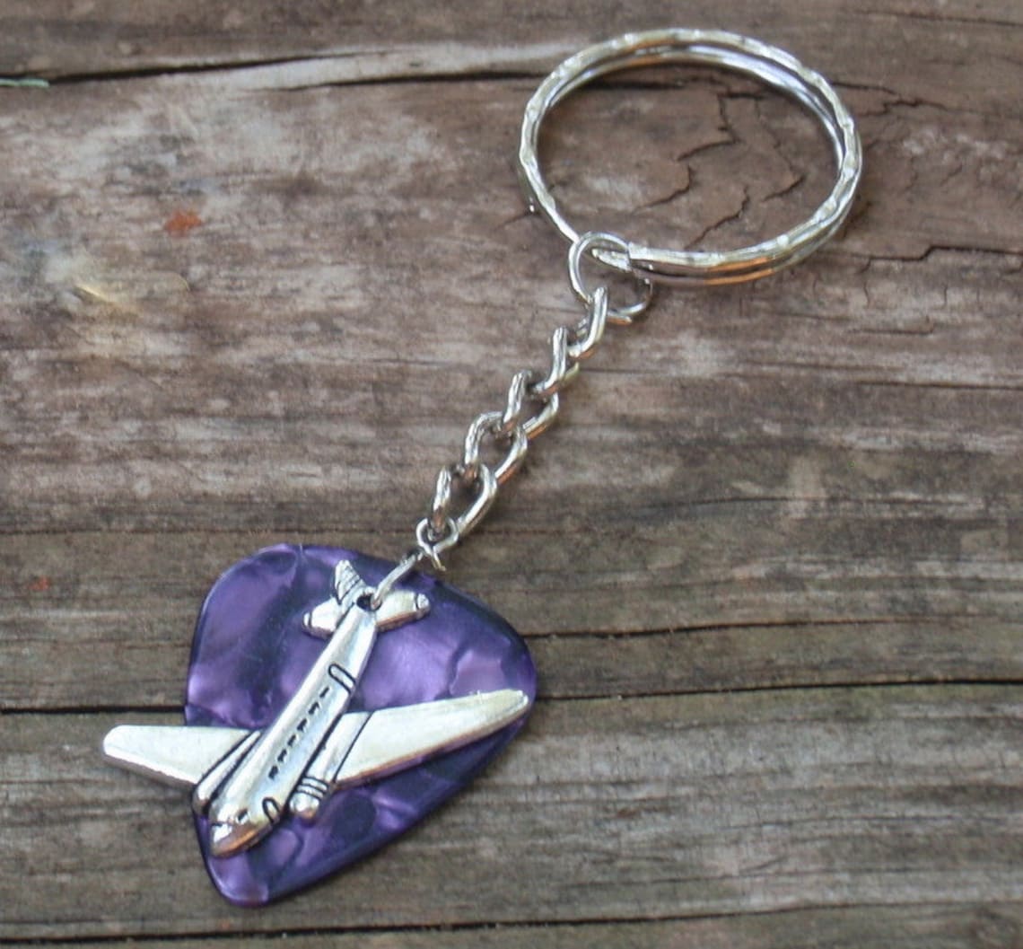 Jet Airplane Key Chain Men Women Guitar Pick Keychain Choice | Etsy