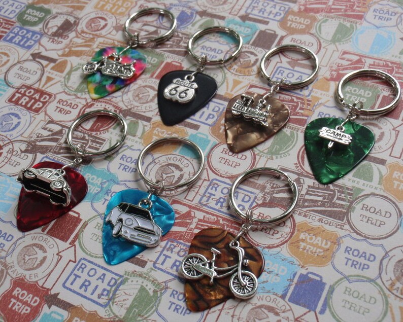 Road Trip Key Chain, Choice Travel Key Ring in 16 Colors, Bicycle, Car ...