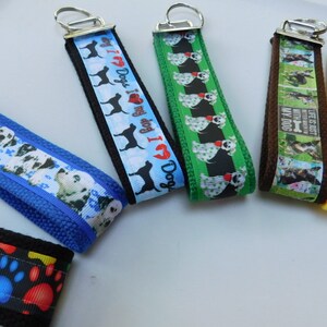 Pawprints & Dogs Key Fob Wristlet, Key Chain - Cotton Webbing, Ribbon ...