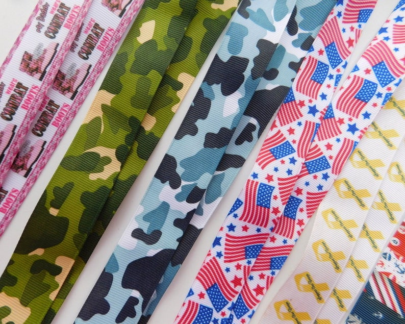 3 Yards Patriotic 2 Camo Grosgrain Ribbon Your Choice - Etsy