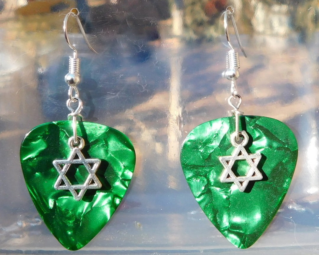 Star of David Earrings, Hebrew Jewish Judaism Guitar Pick Jewelry ...