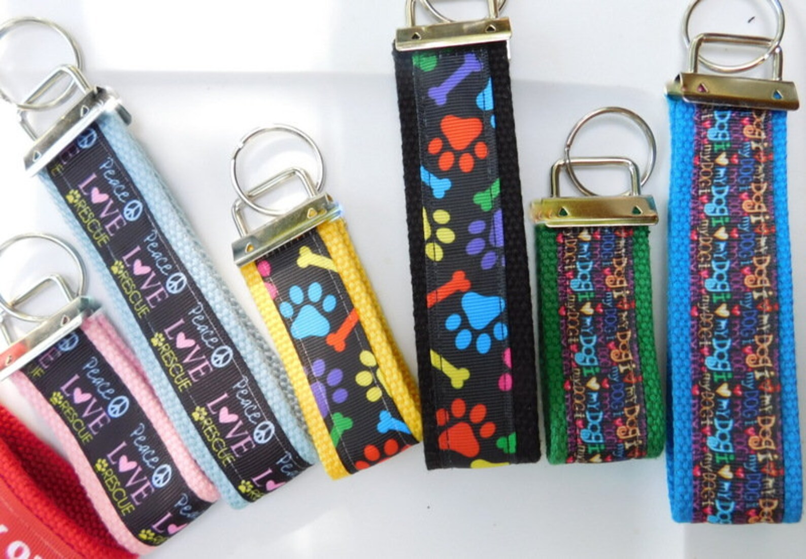 Dog Rescue Key Fob Wristlet Key Chain Cotton Webbing | Etsy