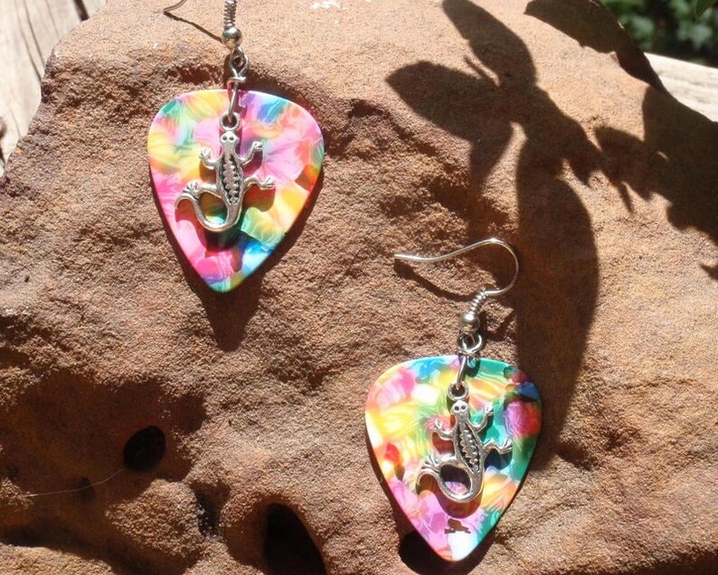 Lizard Earrings Wildlife Guitar Pick Jewelry Choice 12 | Etsy