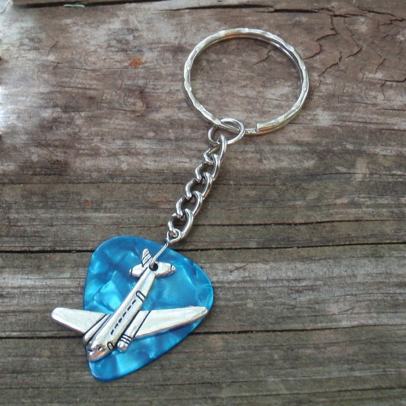 Jet Airplane Key Chain Men Women Guitar Pick Keychain Choice | Etsy