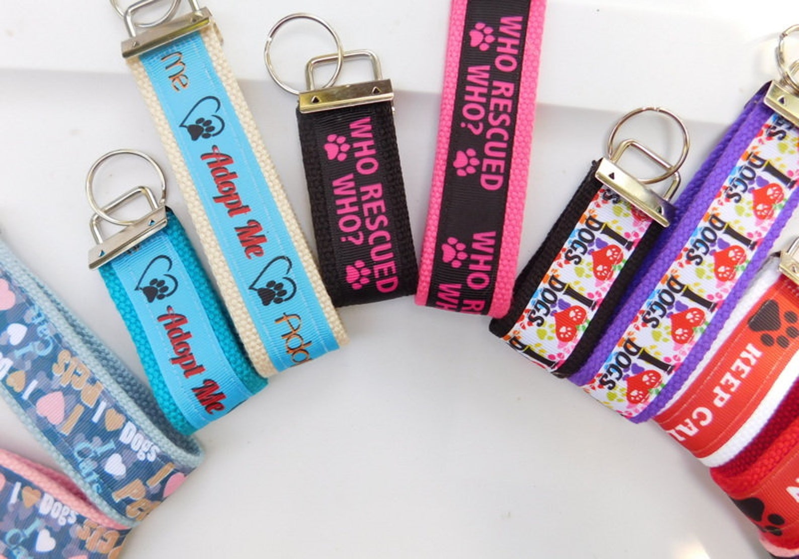 Dog Rescue Key Fob Wristlet Key Chain Cotton Webbing | Etsy