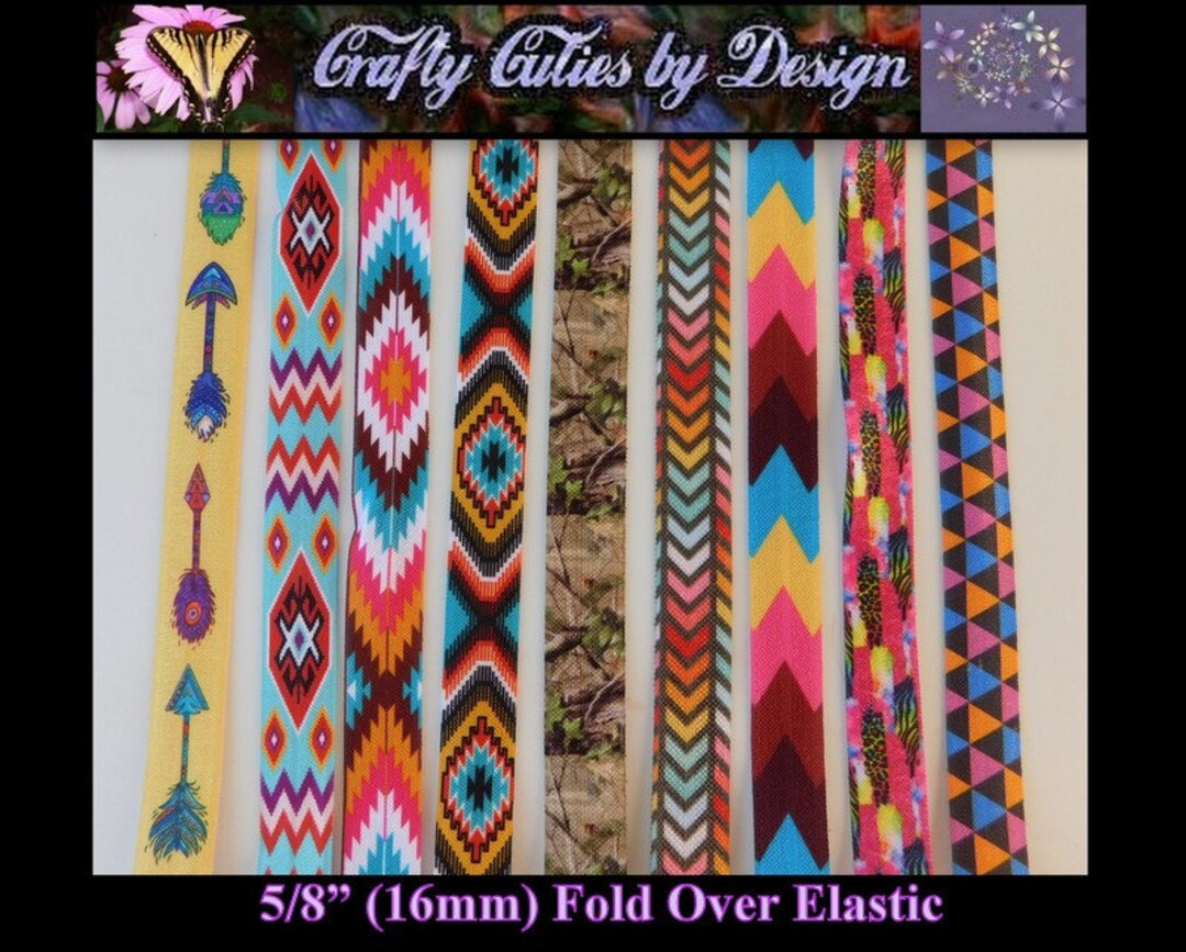 FOE Ribbon - Southwest #2 - 5/8" 16mm - Printed Fold Over Elastic by ...