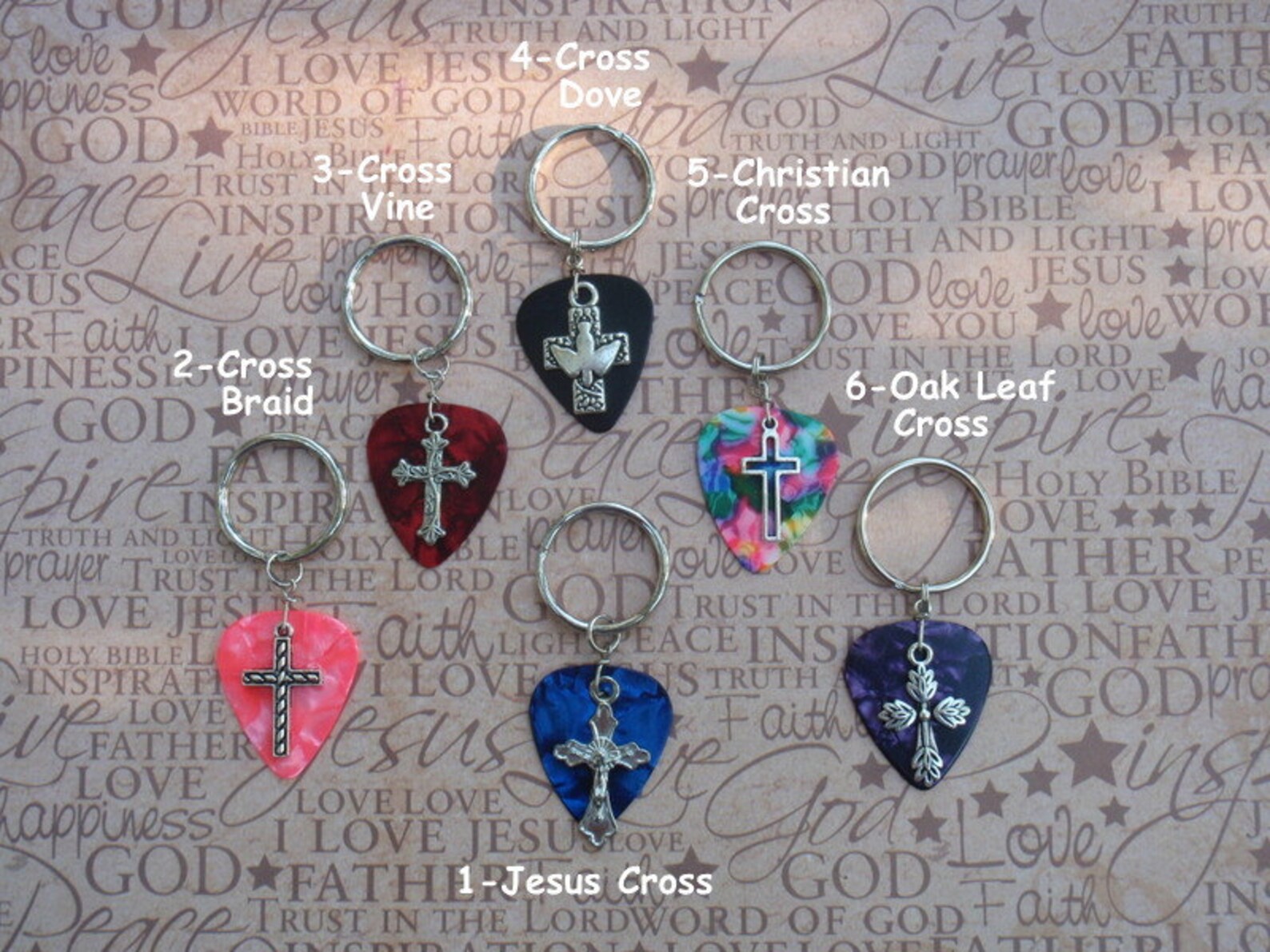 Cross Key Chain 16 Colors Available Guitar Pick Choice Faith - Etsy