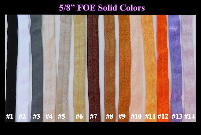 FOE Ribbon Solid Color 5/8 16mm Printed Fold Over - Etsy