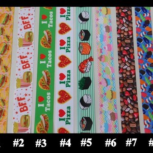 1.5" Food & Snacks Ribbon - Pizza Tacos Burgers Sushi Chocolates ...